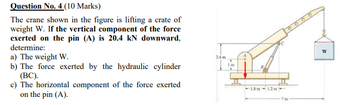 Solved Question No. 4 (10 Marks) The crane shown in the | Chegg.com