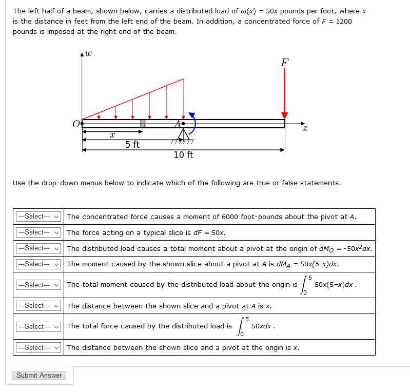 Solved The left half of a beam, shown below, carries a | Chegg.com