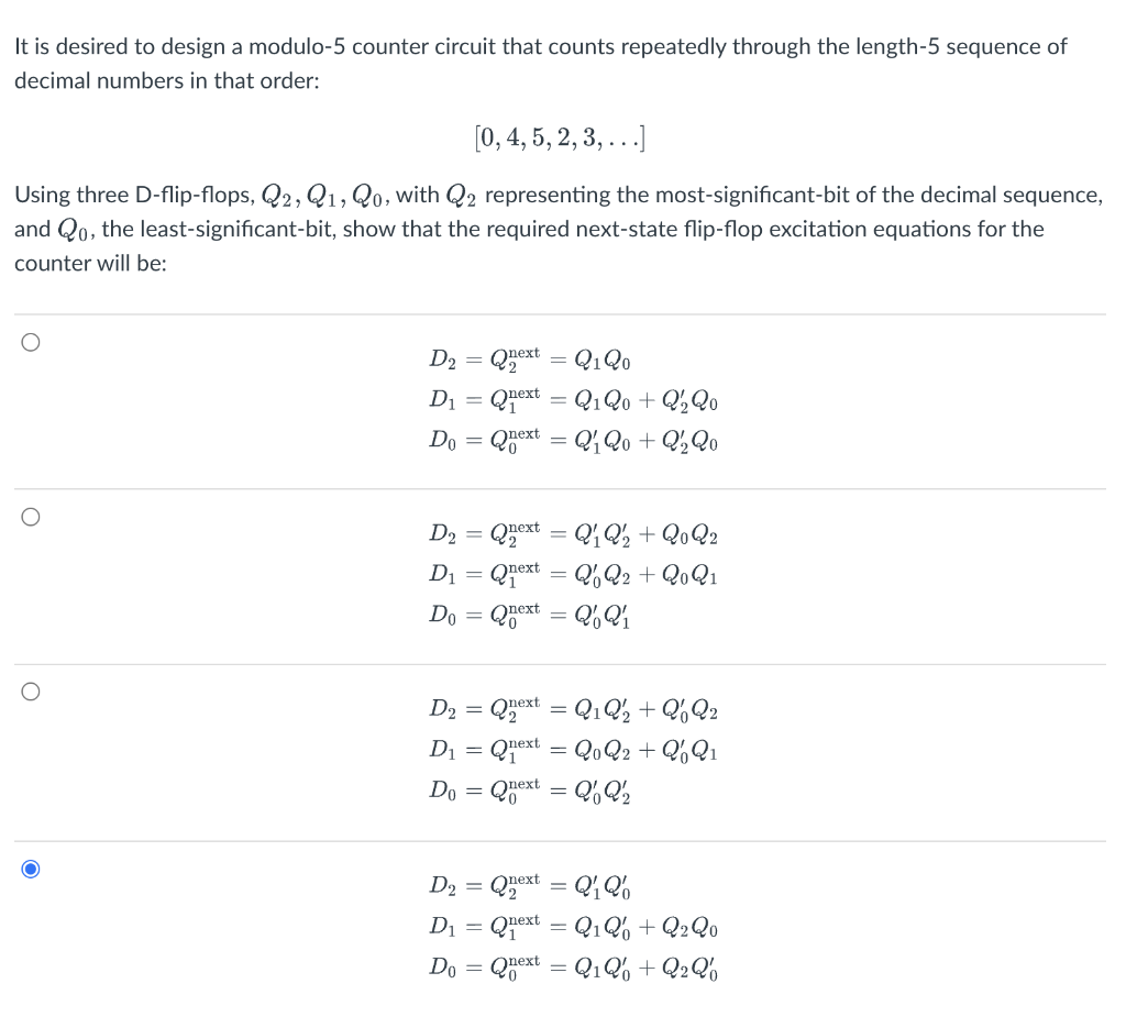 Solved It is desired to design a modulo- 5 counter circuit | Chegg.com