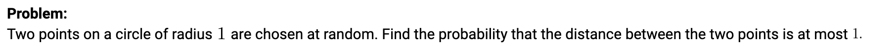 Solved Problem Two Points On A Circle Of Radius 1 Are