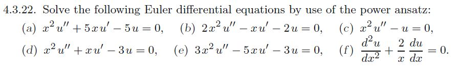 Solved 4.3.23. (i) Show that if u(x) solves the Euler | Chegg.com