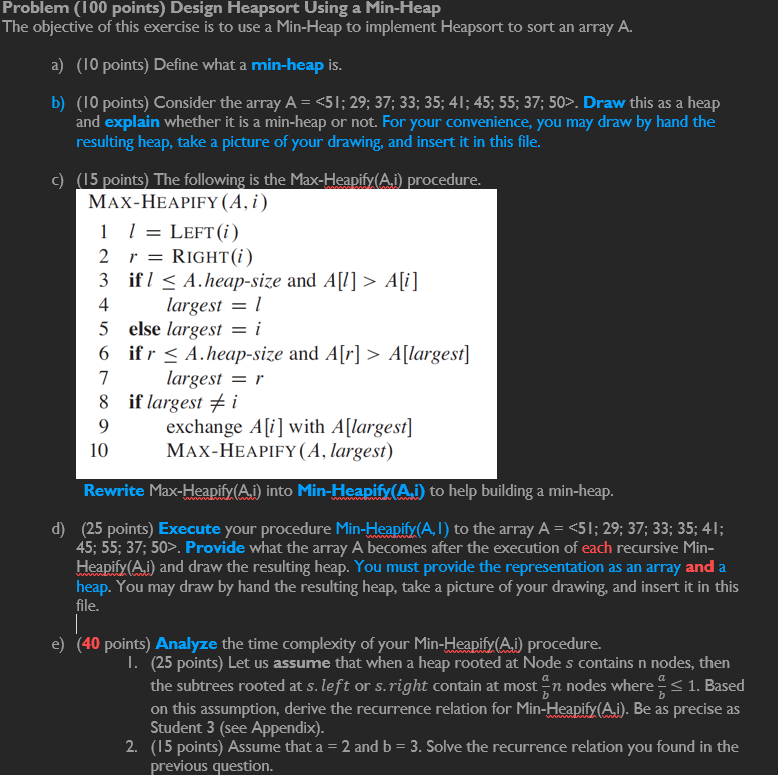 Solved objective of this exercise is to use a Min-Heap to | Chegg.com