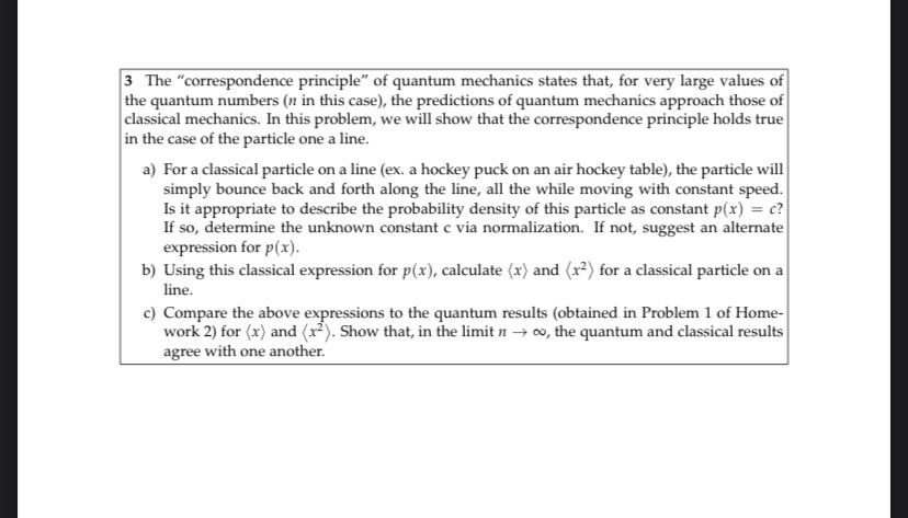 3 The "correspondence principle" of quantum mechanics | Chegg.com