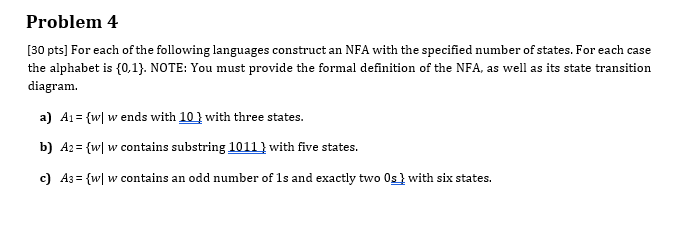 Solved Problem 4 [30 pts] For each of the following | Chegg.com