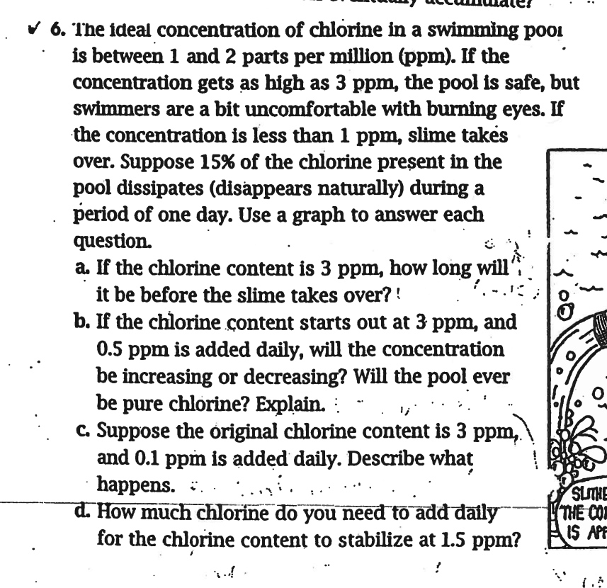 Solved The ideal concentration of chlorine in a swimming | Chegg.com