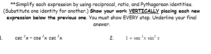 Solved 1. **Simplify each expression by using reciprocal, | Chegg.com