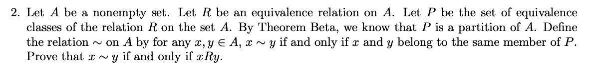 Solved 2. Let A be a nonempty set. Let R be an equivalence | Chegg.com