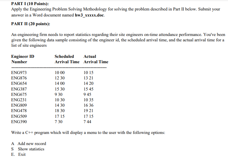 Solved PART I (10 Points): Apply the Engineering Problem | Chegg.com