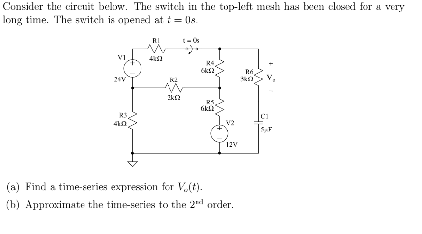 Solved Consider the circuit below. The switch in the | Chegg.com