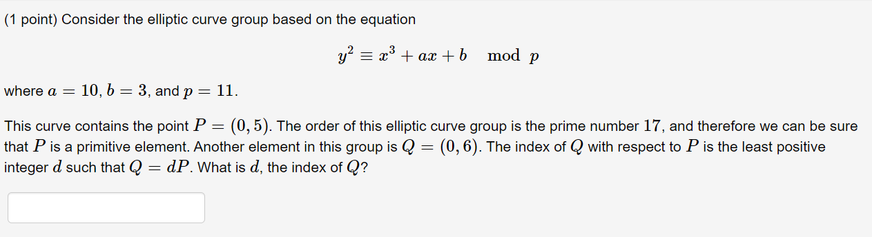 Solved 1 Point Consider The Elliptic Curve Group Based On