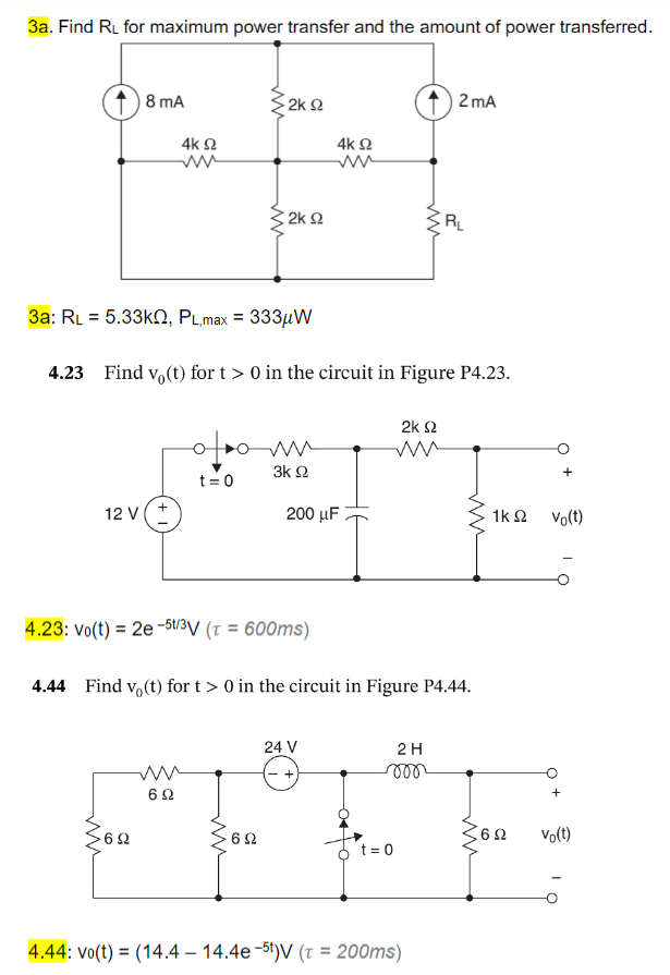 Solved 3a. Find RL for maximum power transfer and the amount | Chegg.com