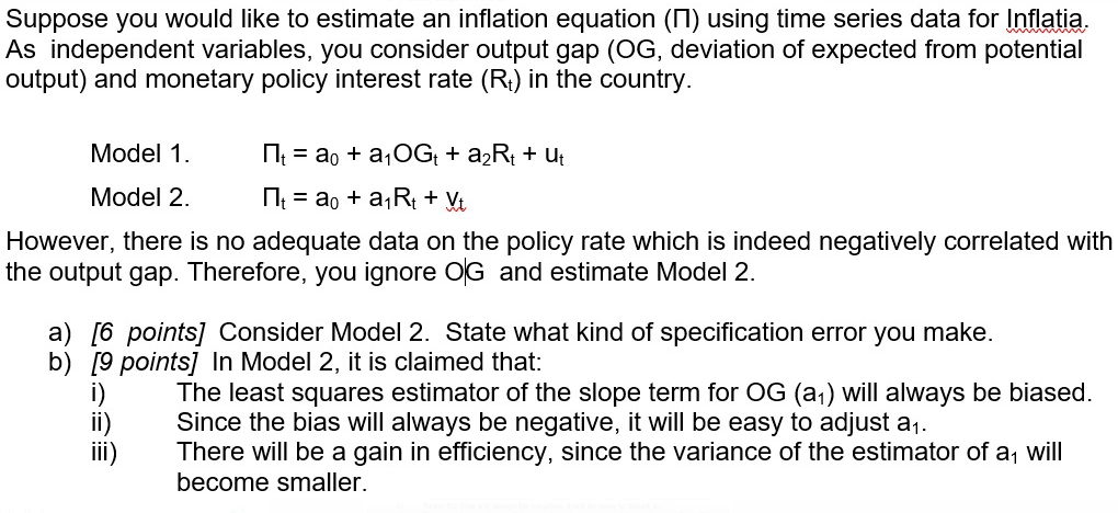 Solved Suppose you would like to estimate an inflation | Chegg.com