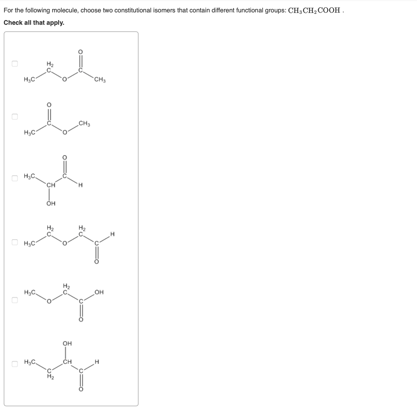 Solved For the following molecule, choose two constitutional | Chegg.com
