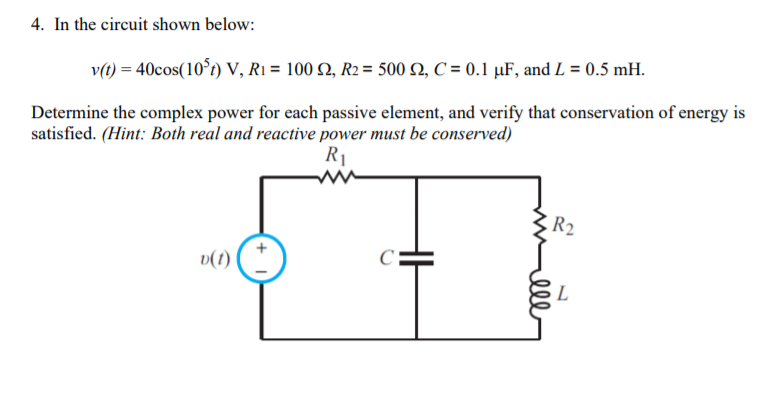 Solved Determine the complex power for each passive element, | Chegg.com