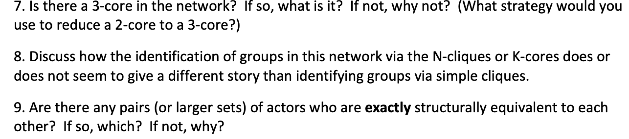 7. Is there a 3-core in the network? If so, what is | Chegg.com