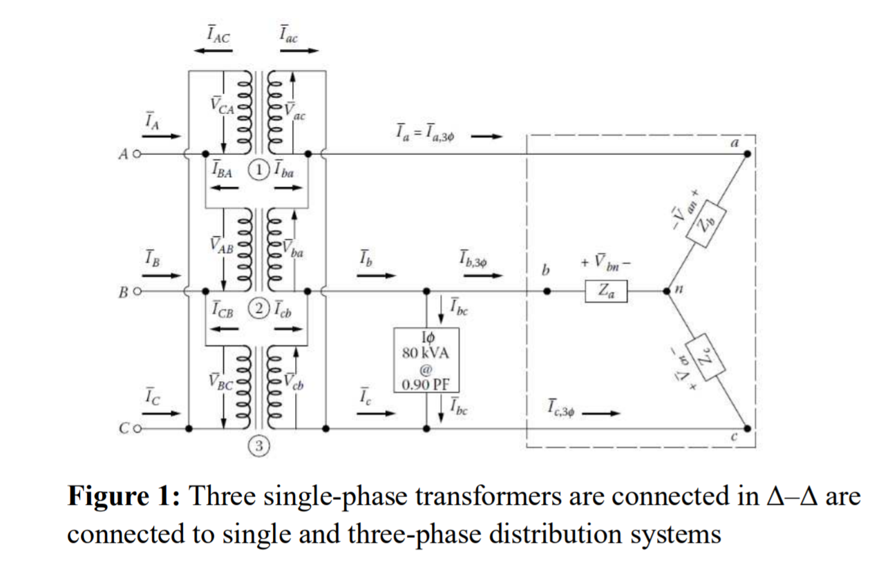 Solved 071 Figure 1: Three single-phase transformers are | Chegg.com