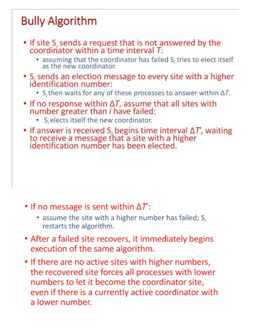 Recall the Bully-Algorithm for selecting a | Chegg.com