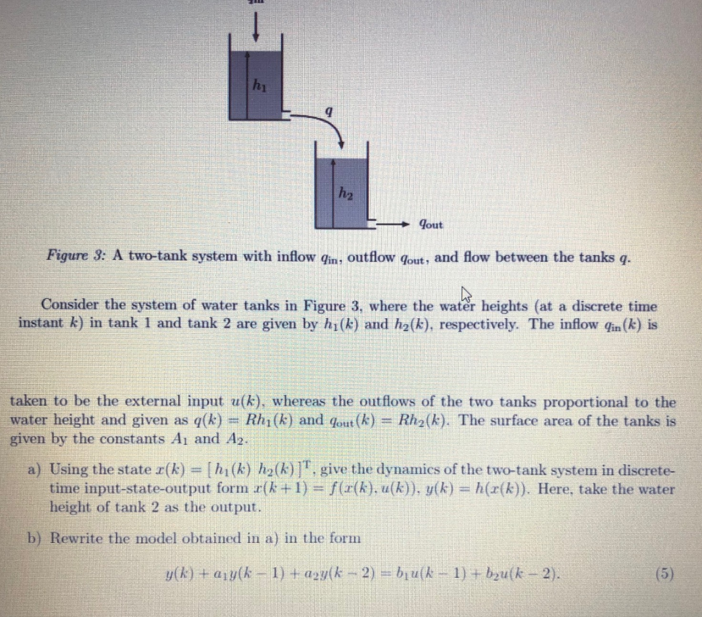 hi 9 h2 Yout Figure 3: A two-tank system with inflow | Chegg.com
