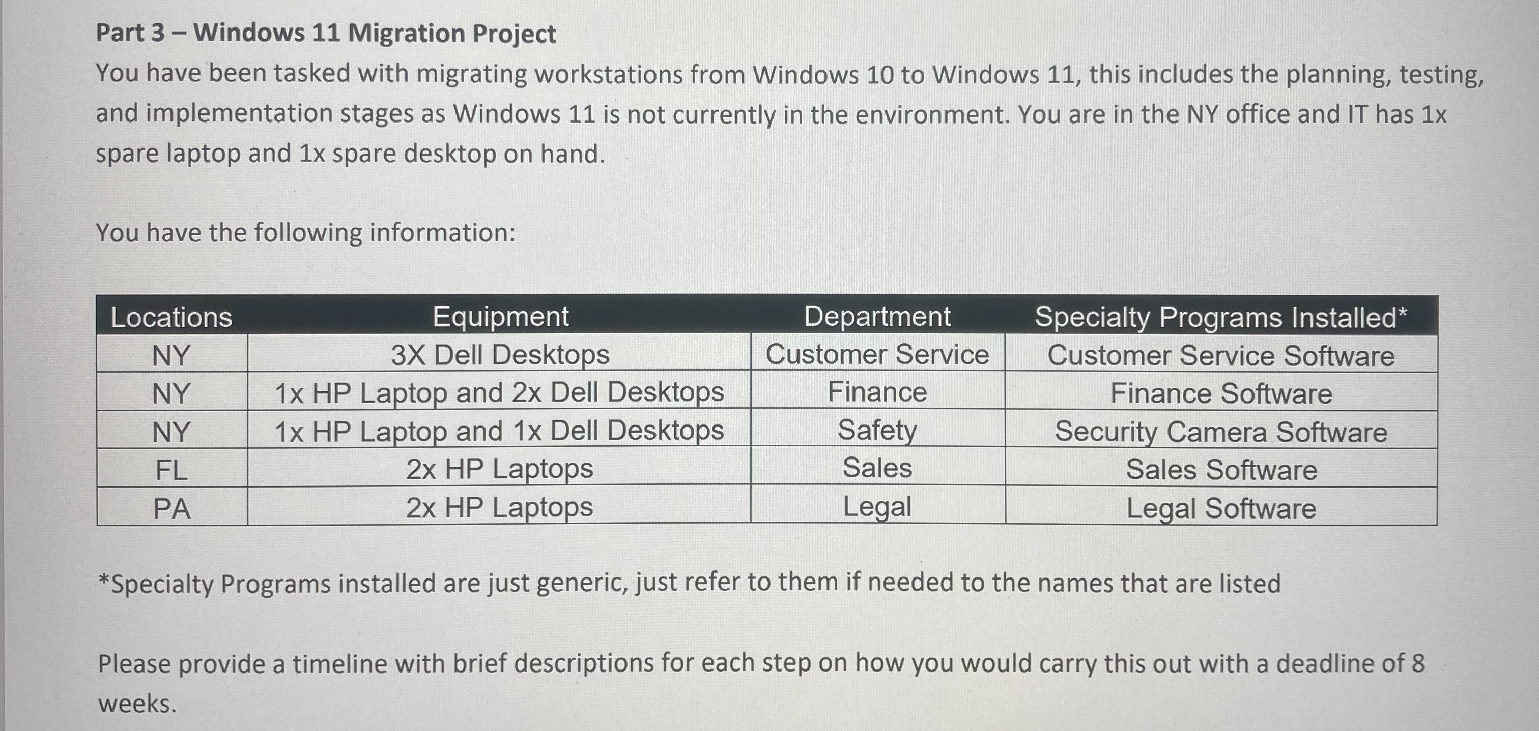 Solved Part 3 - Windows 11 Migration Project You have been | Chegg.com