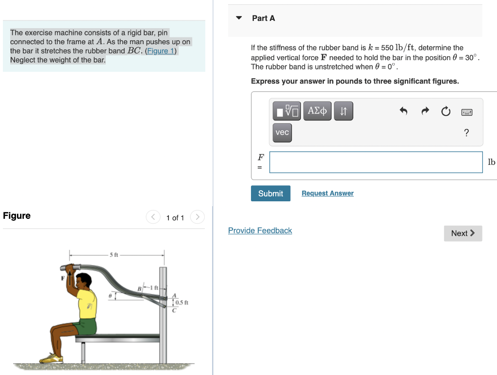 Solved The exercise machine consists of a rigid bar, pin | Chegg.com