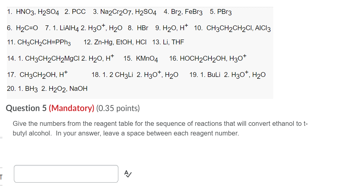 Solved 1. HNO3, H2SO4 2. PCC 3. Na2Cr207, H2S04 4. Br2, | Chegg.com