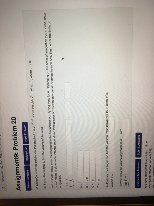 Solved webwork/2018wt main200 Assignment9: Problem 20 m List | Chegg.com