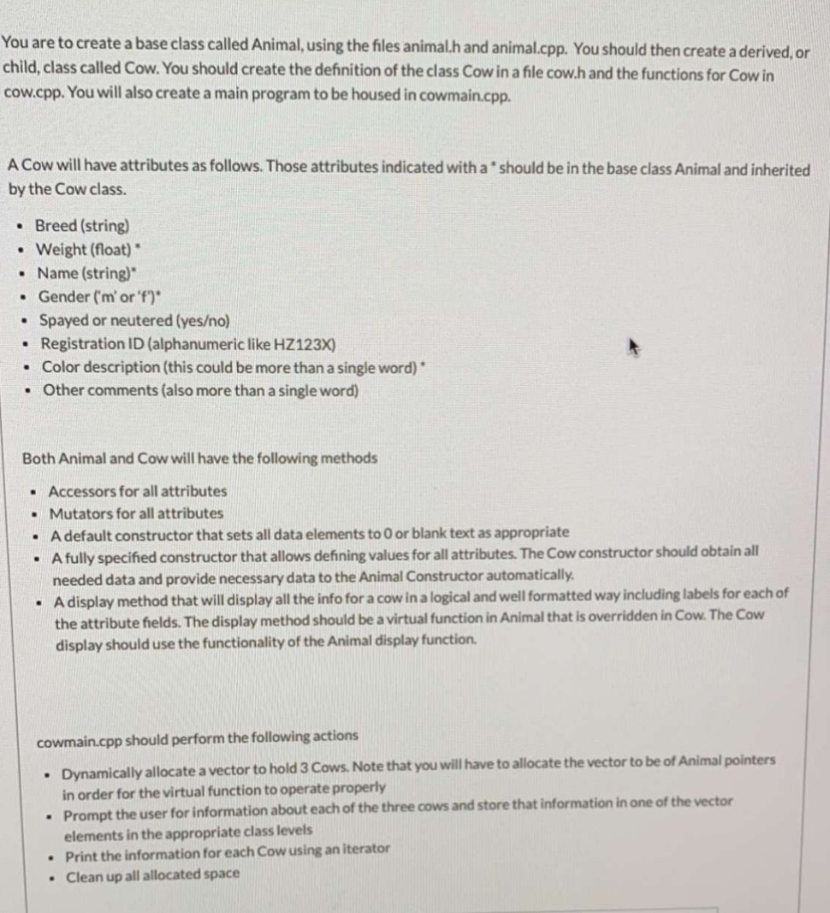 Solved You are to create a base class called Animal, using | Chegg.com