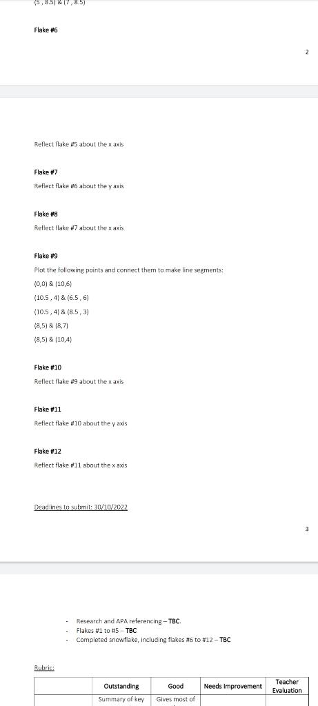 Grade 10 Geometry Project SNOWFLAKE | Chegg.com