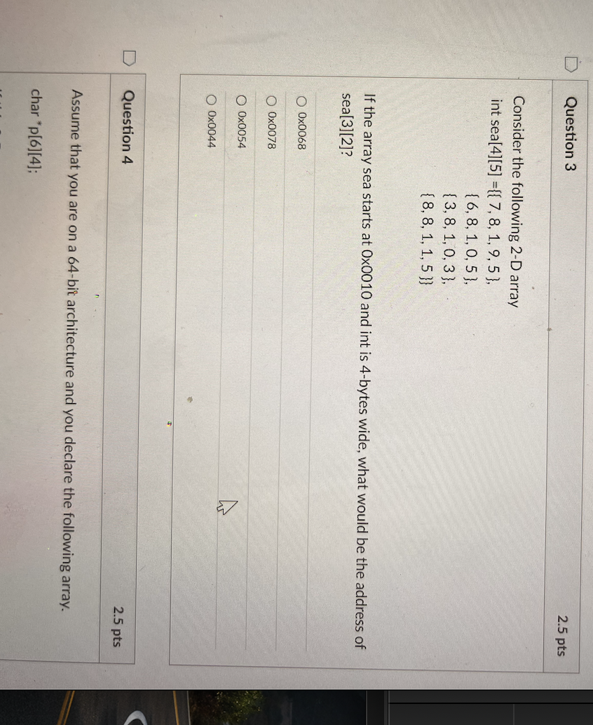 Solved Consider The Following 2 D Array Int Sea 