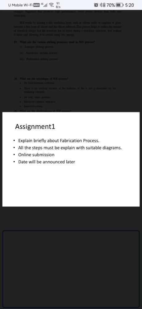 Solved Assignment1 - Explain briefly about Fabrication | Chegg.com