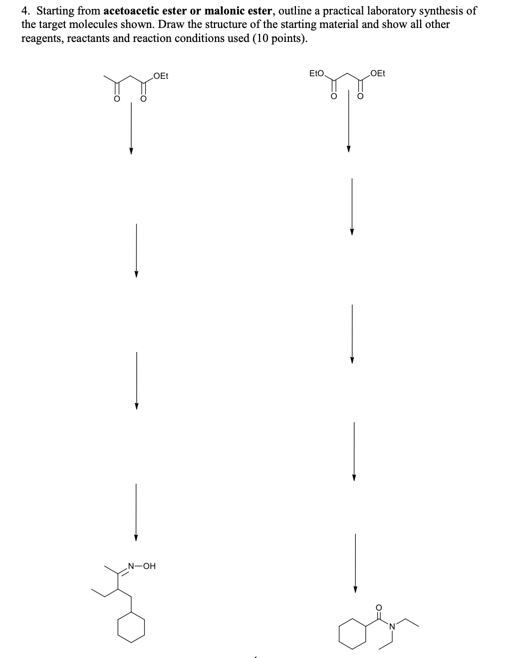 Solved 4. Starting from acetoacetic ester or malonic ester, | Chegg.com
