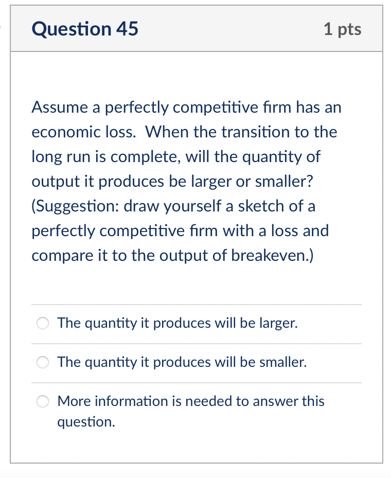 Solved Assume a perfectly competitive firm has an economic | Chegg.com