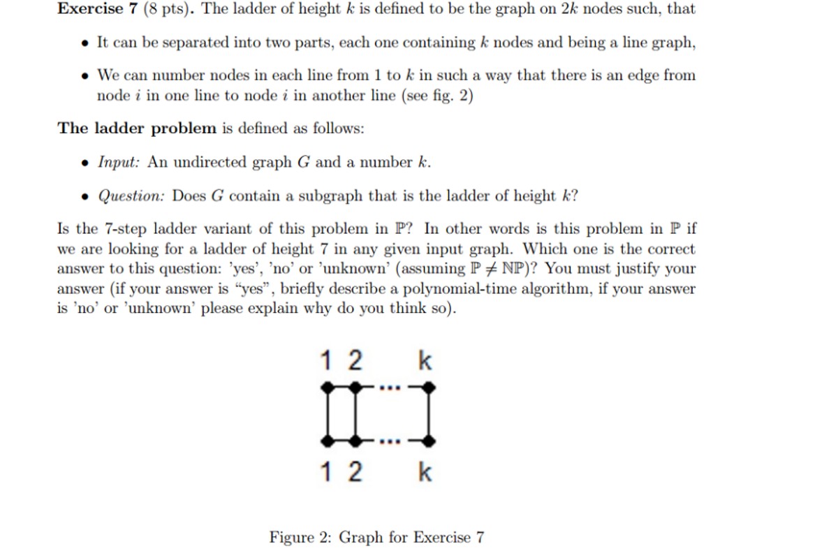 Exercise 7 ( 8 ﻿pts). ﻿The ladder of height k ﻿is | Chegg.com
