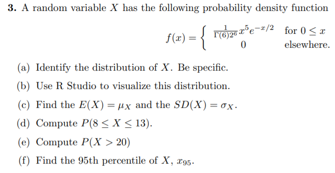 Solved 3. A random variable X has the following probability | Chegg.com