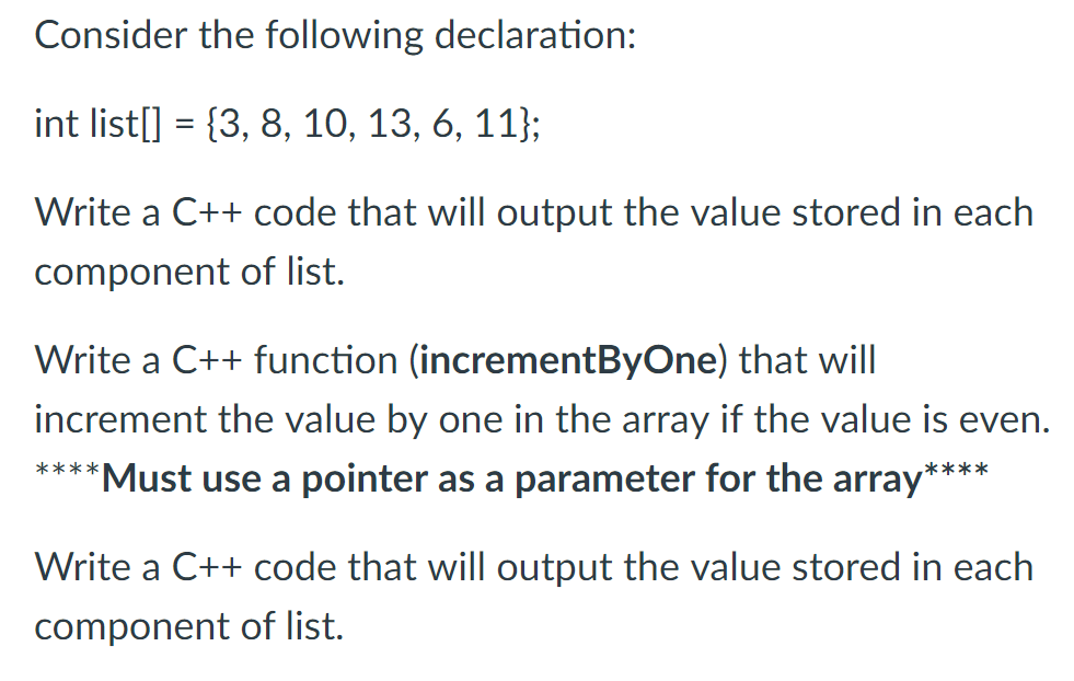 Solved Consider the following declaration: int listl [3, 8, | Chegg.com