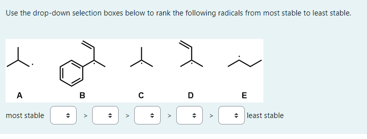 Solved Use the drop-down selection boxes below to rank the | Chegg.com