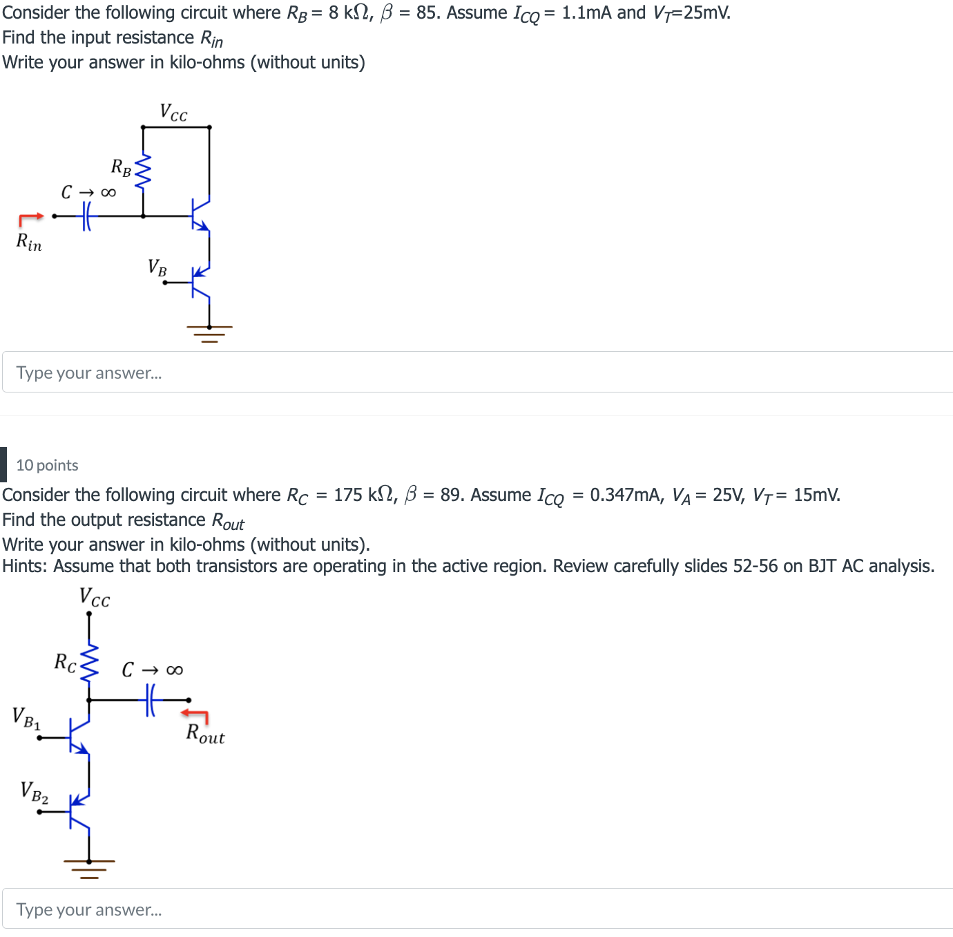 Solved Consider the following circuit where RB=8kΩ,β=85. | Chegg.com