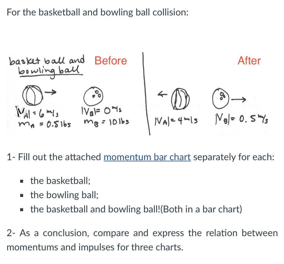 Solved For The Basketball And Bowling Ball Collision 1