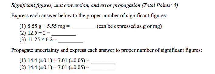 Solved Significant figures, unit conversion, and error | Chegg.com