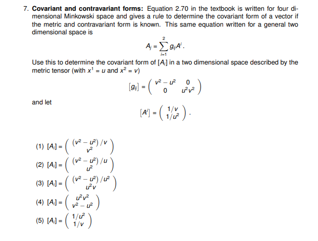 Solved 7 Covariant And Contravariant Forms Equation 2 70