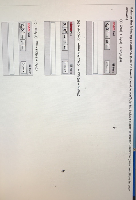 Solved Balance the following equations. (Use the lowest | Chegg.com