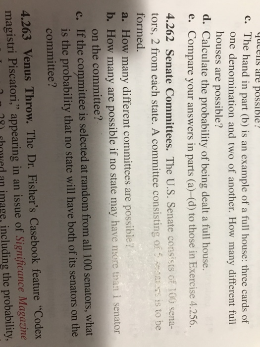 Solved The U.S. Senate consists of 100 senators, 2 from each | Chegg.com
