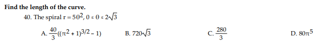 Solved Find the length of the curve. 40. The spiral | Chegg.com