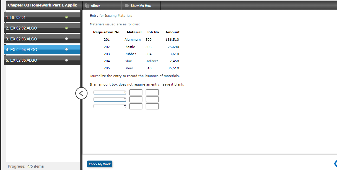 Solved Entry for Issuing Materials Materials issued are as | Chegg.com