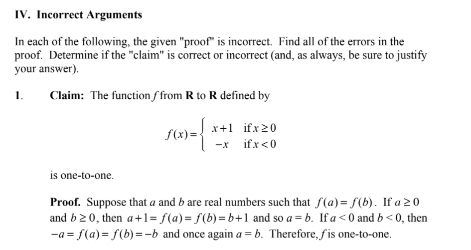 Solved IV. Incorrect Arguments In each of the following, the | Chegg.com