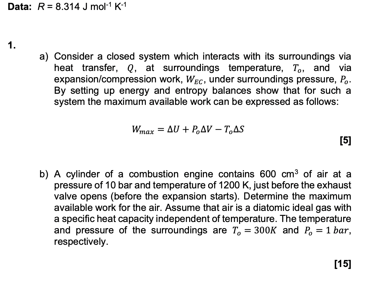 Solved \\[ R=8.314 \\mathrm{~J} \\mathrm{~mol}^{-1} | Chegg.com
