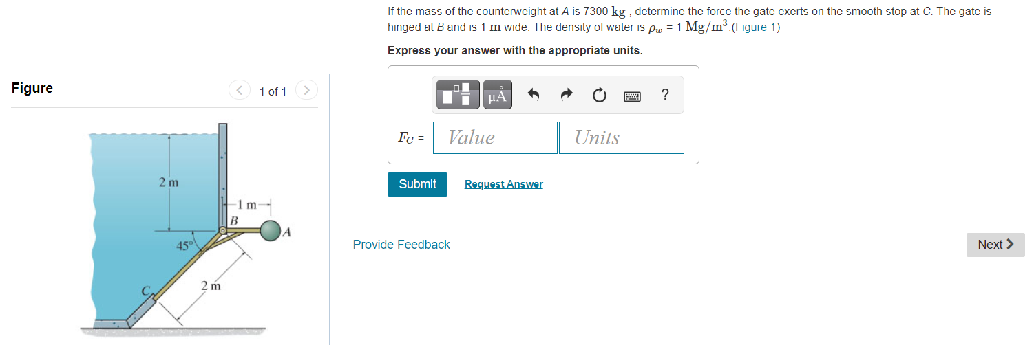 Solved If the mass of the counterweight at A is 7300 kg , | Chegg.com