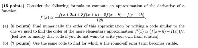 15 points) Consider the following formula to compute | Chegg.com