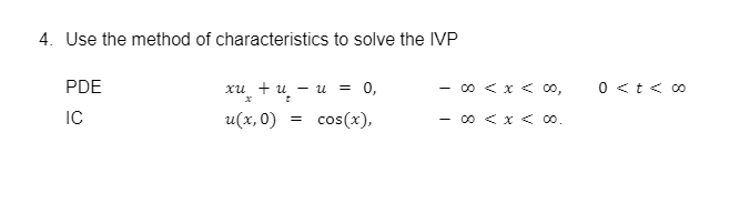 Solved 4. Use the method of characteristics to solve the IVP | Chegg.com