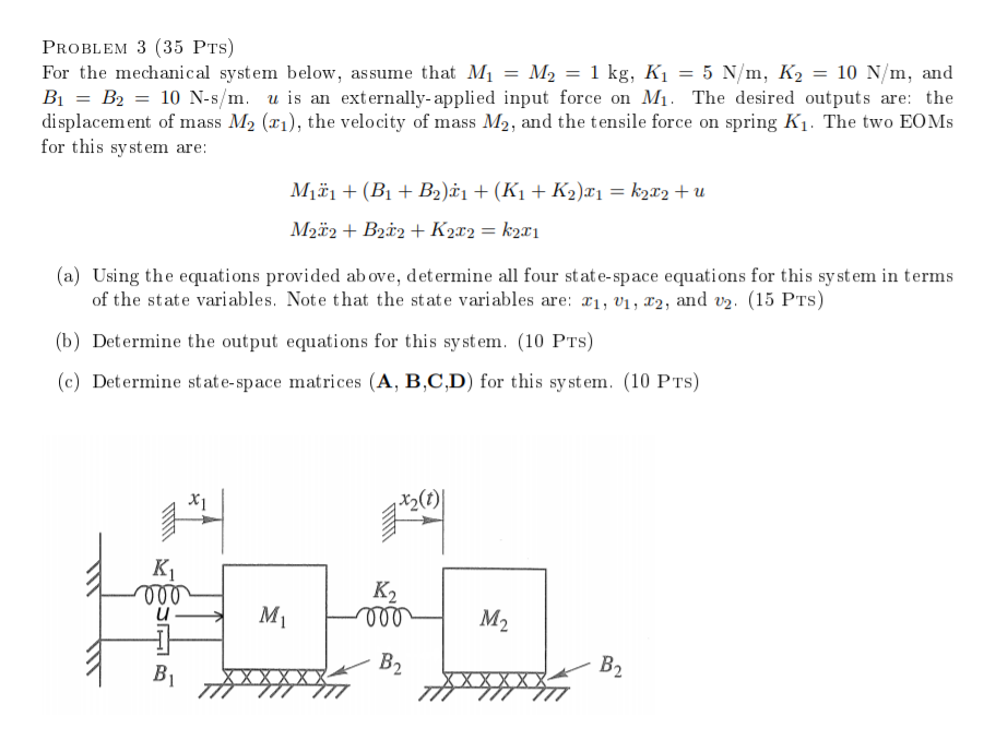 Solved PROBLEM 3 (35 PTS) For the mechanical system below, | Chegg.com